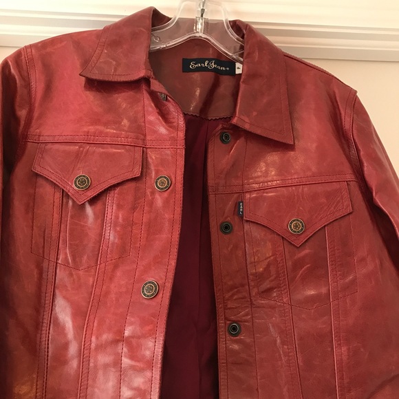 Earl Jeans | Jackets & Coats | Earl Jean Maroon Leather Jacket Aso ...